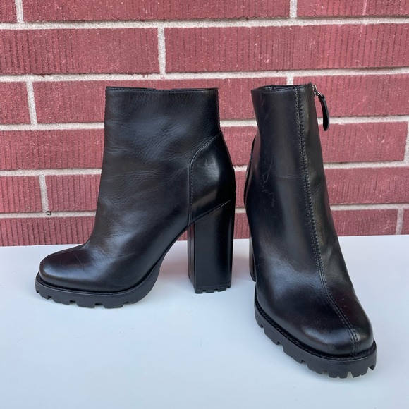 SCHUTZ | Shoes | Schutz Nandy Black Leather Chelsea Lug Booties Boots ...